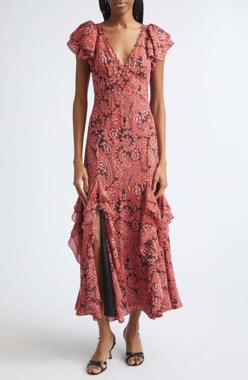 CINQ À SEPT Cinq à Sept Joplin Hendrix Paisley Ruffle Detail Dress